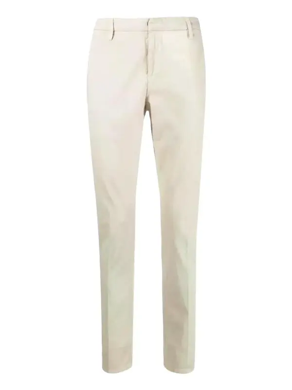 DONDUP Logo-plaque Pressed-crease Trousers - Neutrals