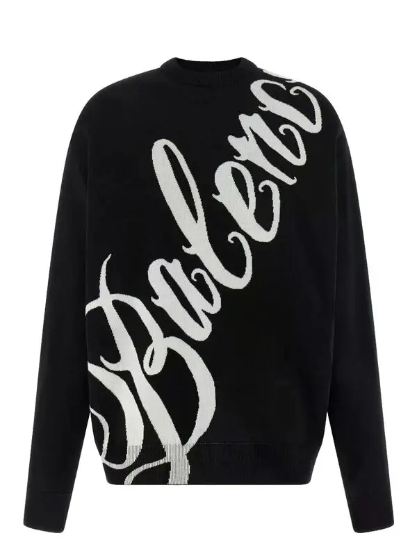 Balenciaga Jacquard Knit Sweater - Black
