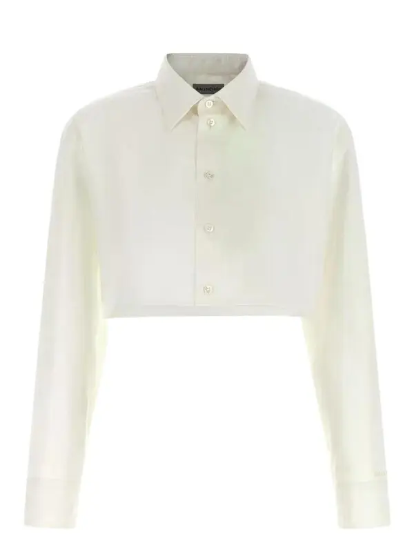 Balenciaga Embroidered-logo Cropped Shirt - Neutrals