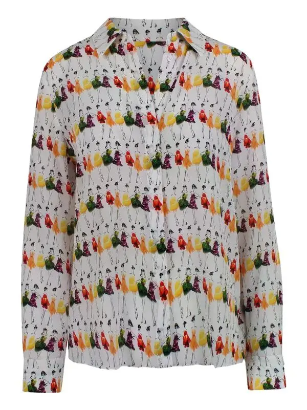Alice + Olivia Graphic-print Long-sleeve Shirt - White