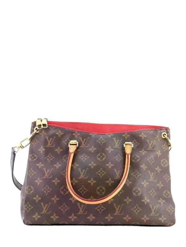 LOUIS VUITTON Pallas Tote Monogram Canvas With Leather Shoulder Bag - Brown