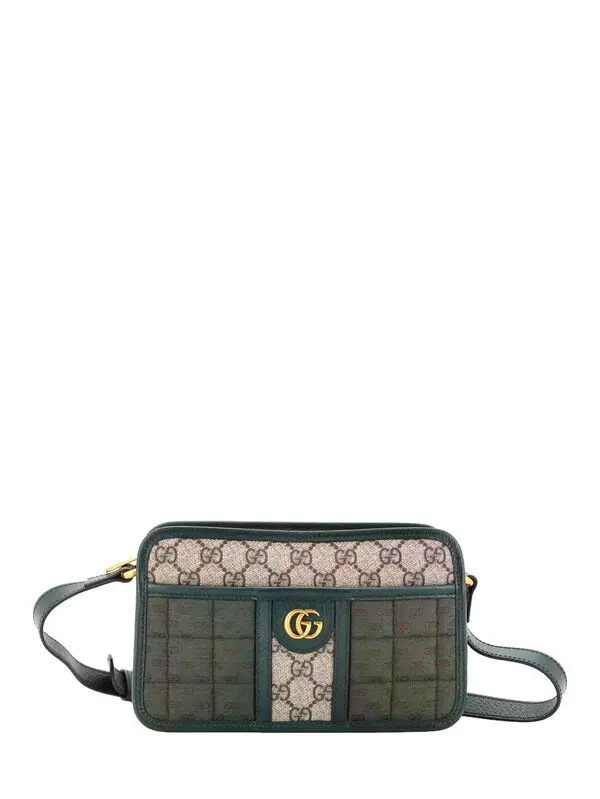 Gucci Gg Coated Canvas And Quilted Mini Gg Canvas Crossbody Bag - Green