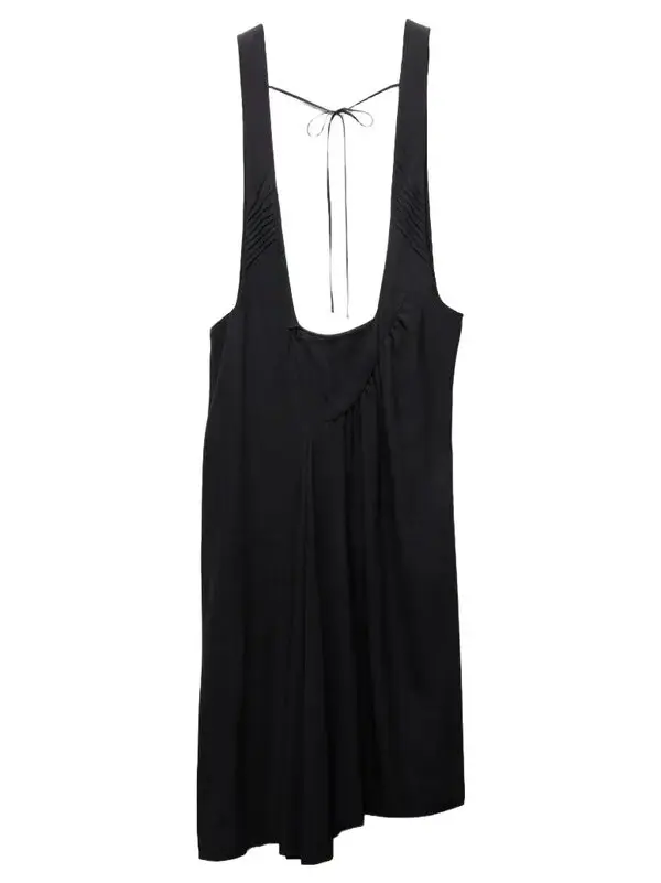 Prada Sablé Satin Midi-dress With Suspenders - Black