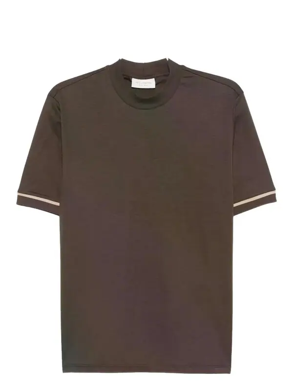 YES LONDON Stripe-detail T-shirt - Brown