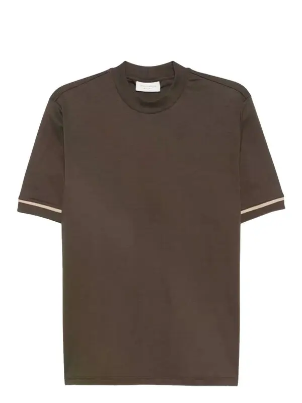 YES LONDON Stripe-detail T-shirt - Brown