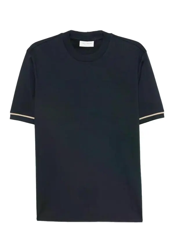 YES LONDON Stripe-trim T-shirt - Blue