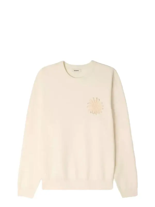Sandro Crochet-flower Crew-neck Sweatshirt - Neutrals