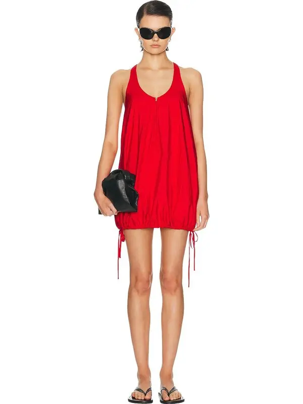 Brandon Maxwell Quinnley Scoop Neck Mini Dress - Red