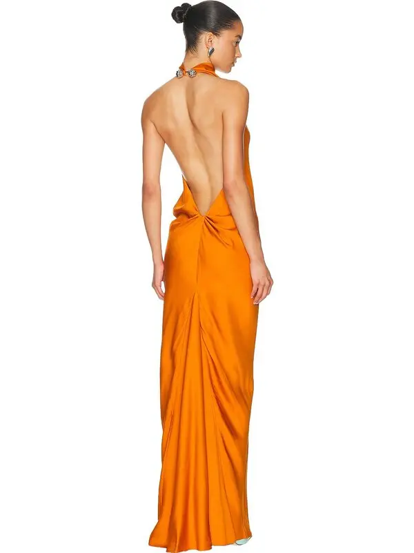 Brandon Maxwell Ophelia Sleeveless High Neck Gown - Sunset