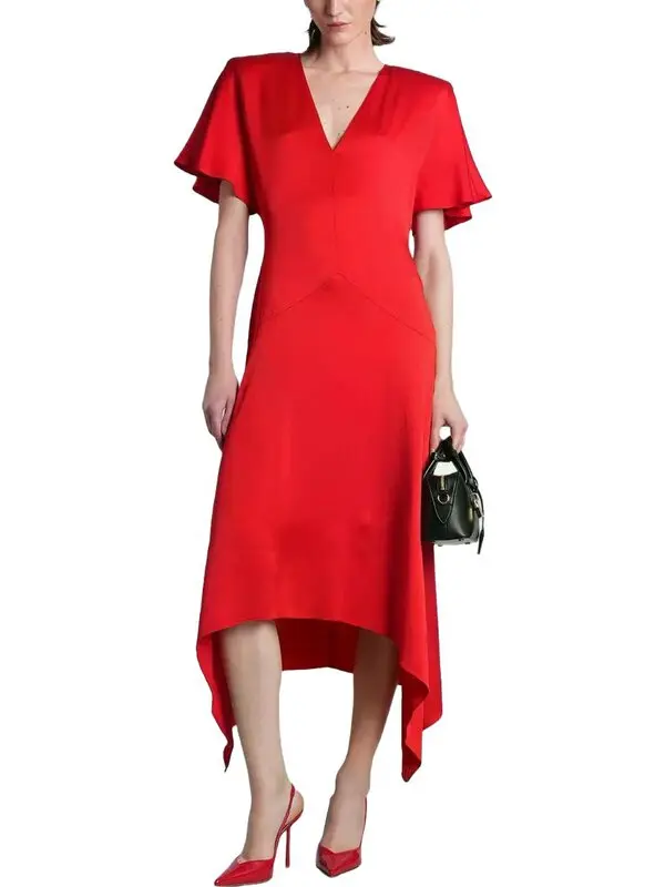 Stella McCartney V-neck Asymmetric Dress - Red