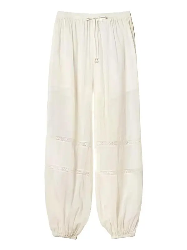TWINSET Lace-insert Muslin Trousers - White