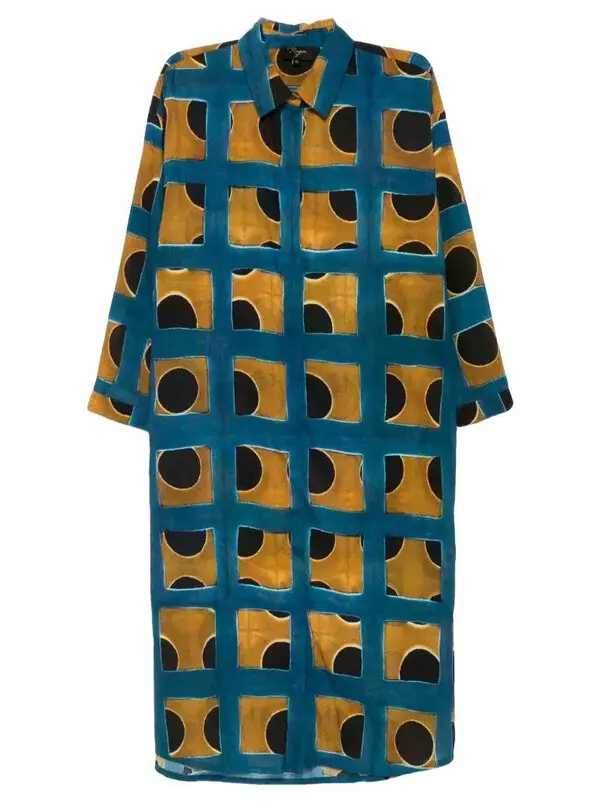 YAVI Geometric-pattern Midi Dress - Blue