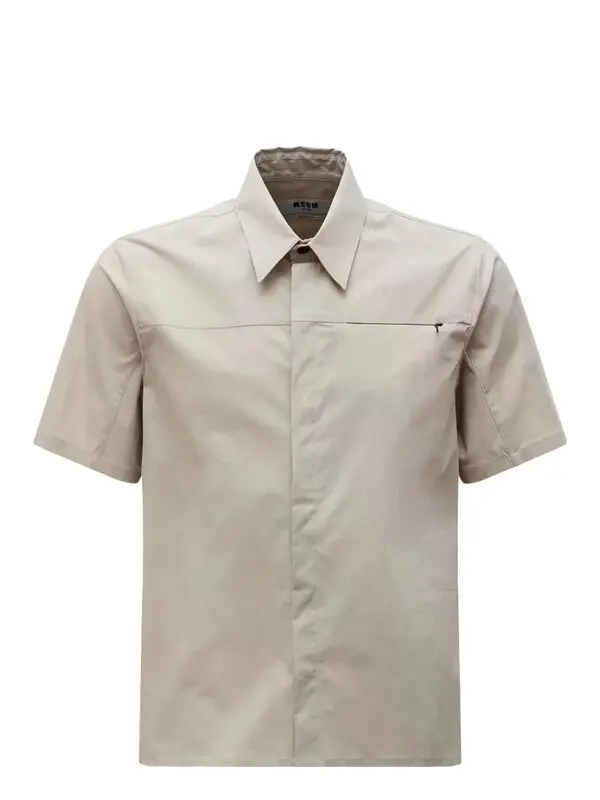 MSGM Zip-pocket Logo-print Cotton Shirt - Grey