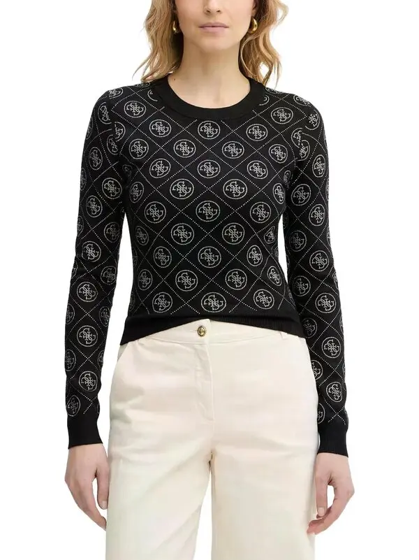 Guess Crew-neck Long-sleeve Sweater - Black