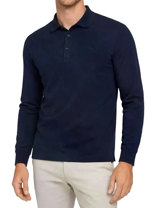CANADIENS Long-sleeve Logo-embroidered Polo Shirt - Blue