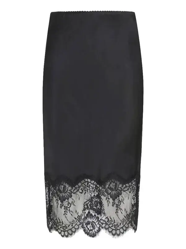 HERSKIND Lace-trim Floral Midi Skirt - Black