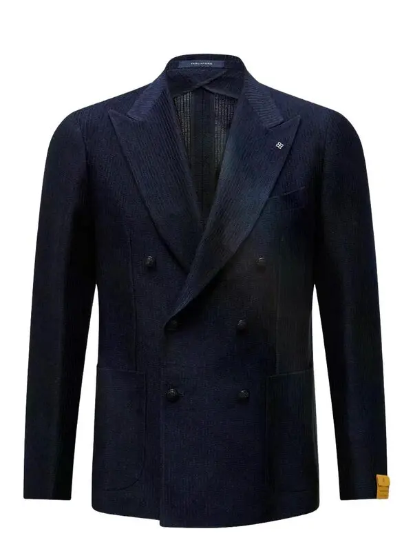 Tagliatore Double-breasted Textured Blazer - Blue