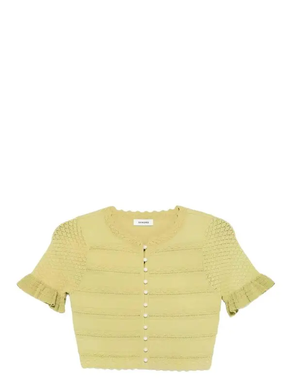 Sandro Pearl-embellishment T-shirt - Green