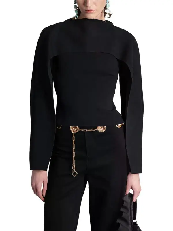 Cult Gaia Alka Cape-overlay Blouse - Black