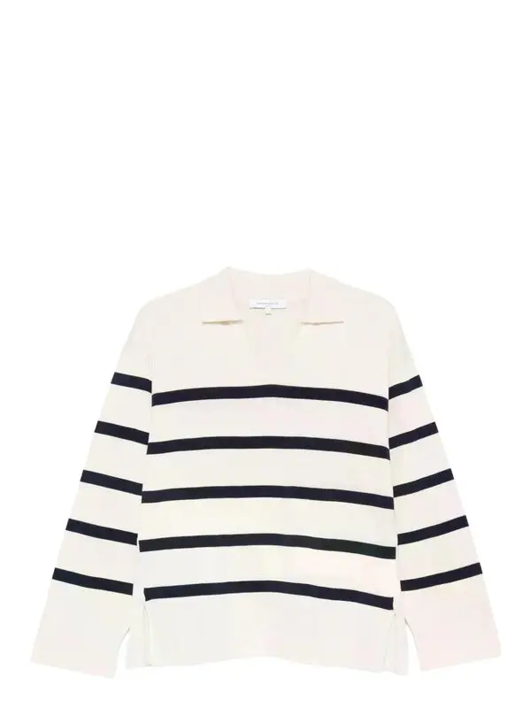 Maison Kitsuné Striped Open-collar Sweater - Neutrals