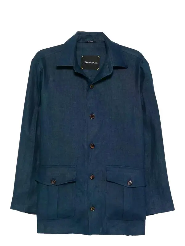 SARTORIO NAPOLI Linen-blend Field Shirt Jacket - Blue