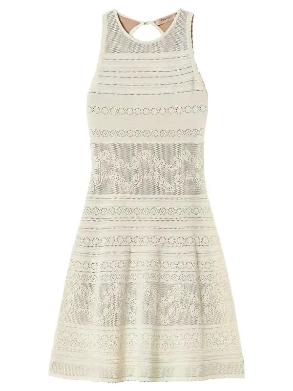 TWINSET Sleeveless Floral Motif Mini Dress - Neutrals