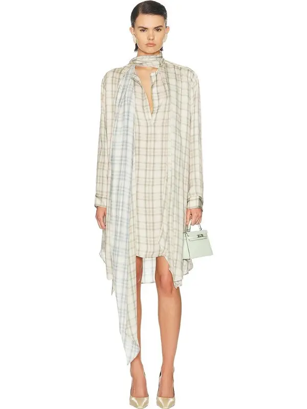 Acne Studios Drana Summer Check Dress - Green & Blue