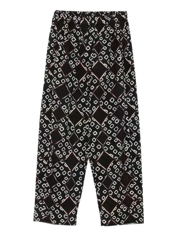 YAVI Geometric-pattern Trousers - Black
