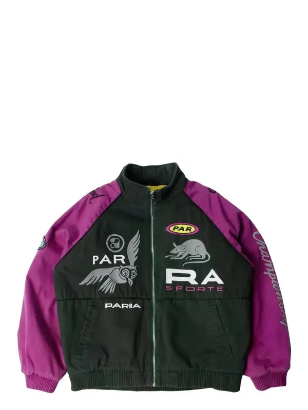 PARRA Graphic-print Raglan-sleeve Jacket - Black