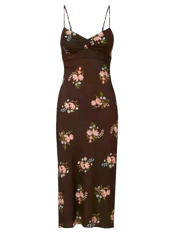 Veronica Beard Floral-print Midi Dress - Brown