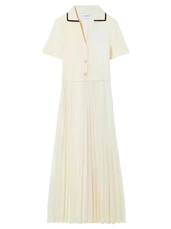 Claudie Pierlot Pleated Ribbed-knit Midi Dress - Neutrals