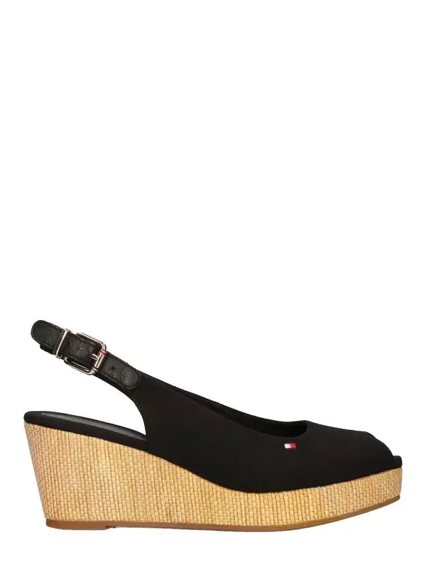Tommy Hilfiger Iconic Elba Slingback Wedge Sandals - Black