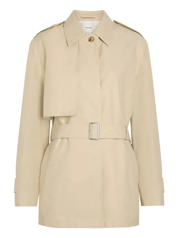 Vince Belted Cotton-blend Poplin Trench Jacket - Yellow