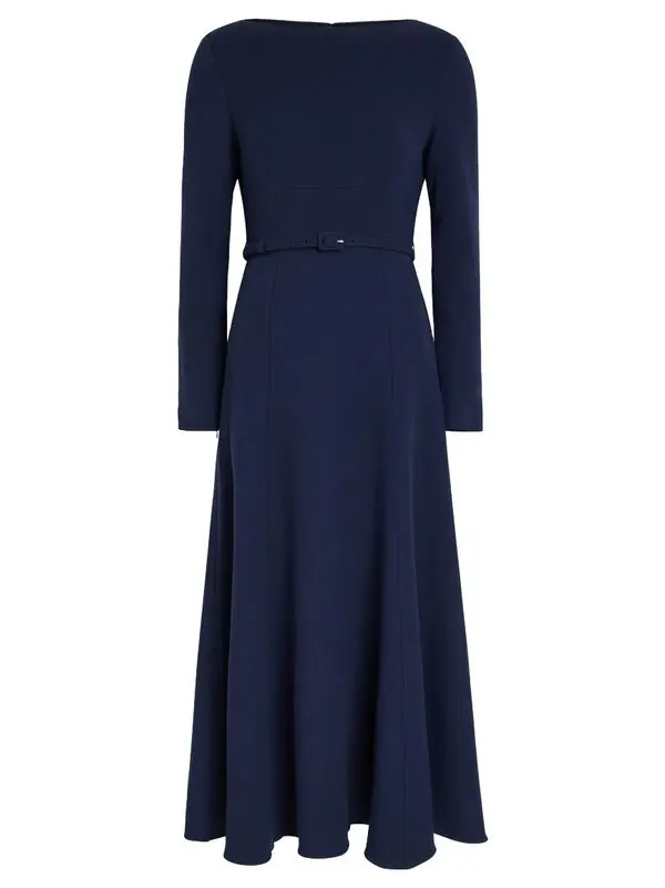 Roland Mouret Belted Wool Midi Dress - Navy