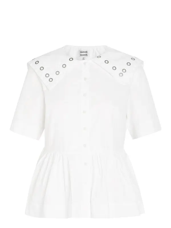 DAMSON MADDER Cyrus Eyelet Cotton-poplin Blouse - White