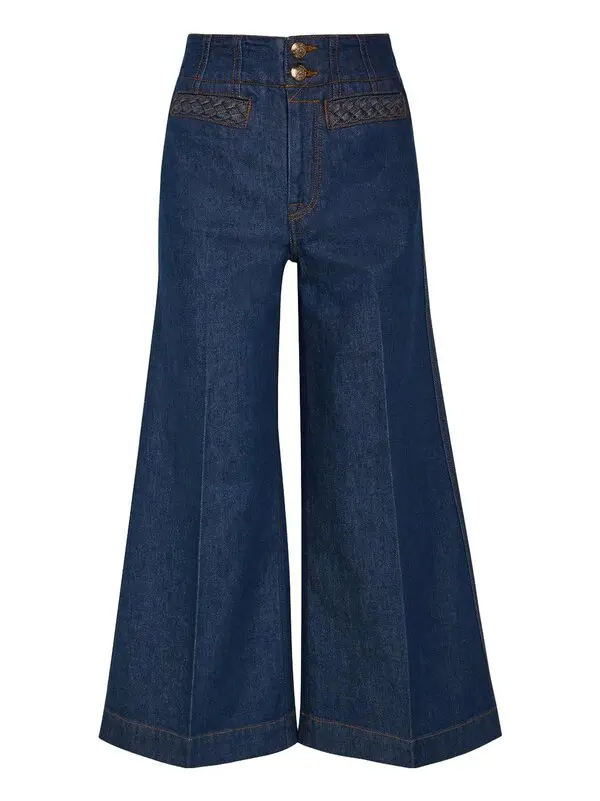 Zimmermann Aster Cropped Flared-leg Denim Jeans - Indigo