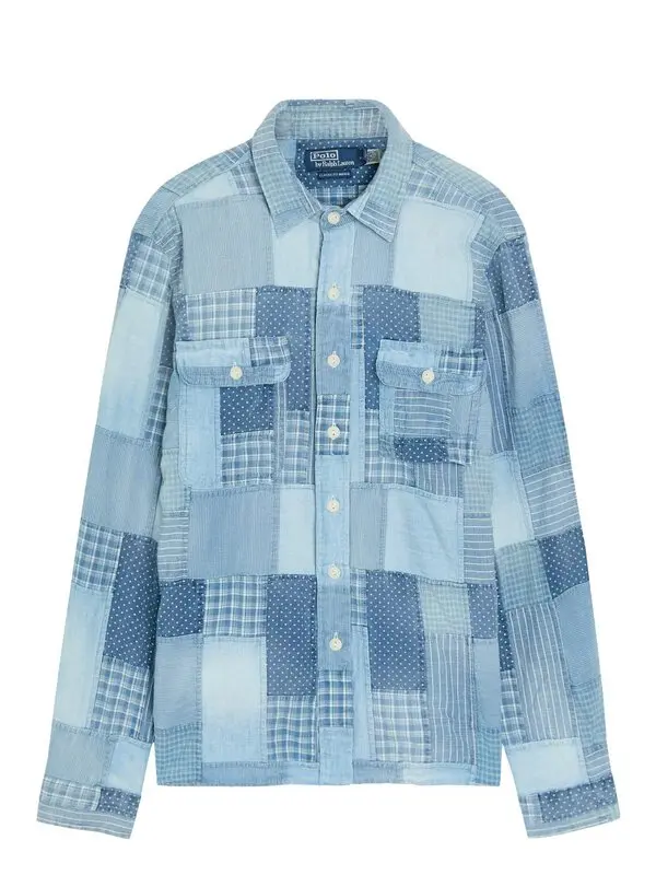 Polo Ralph Lauren Patchwork Design Cotton Shirt - Blue