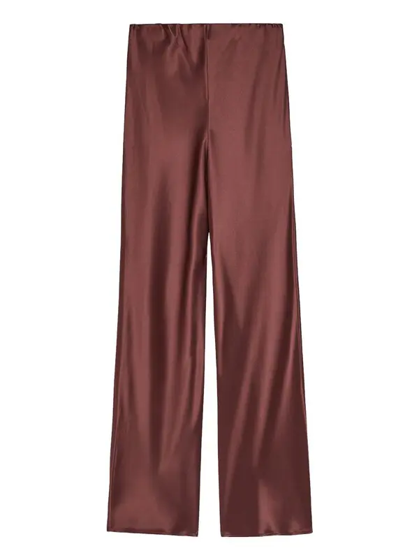 Shona Joy Savanna Straight-leg Satin Trousers - Brown