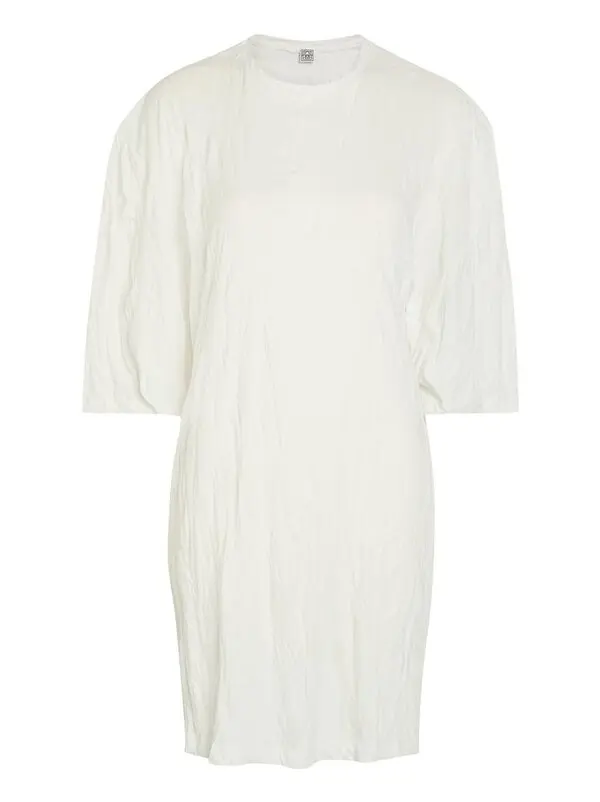TOTEME Crinkled Jersey Mini T-shirt Dress - Off White