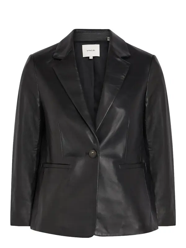 Vince Shrunken Leather Blazer - Black