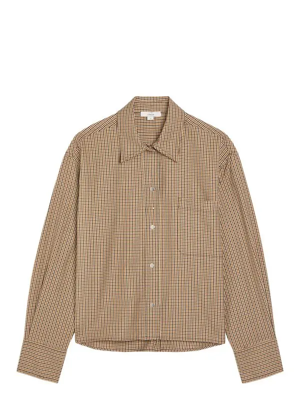 Vince Checked Cotton-blend Shirt - Beige