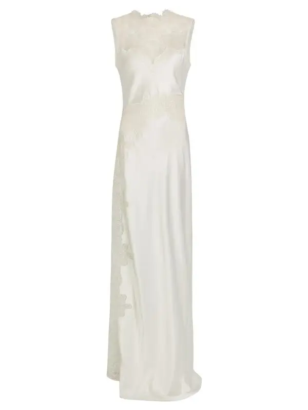 Shona Joy Stratus High-neck Lace Satin Maxi Dress - Ivory