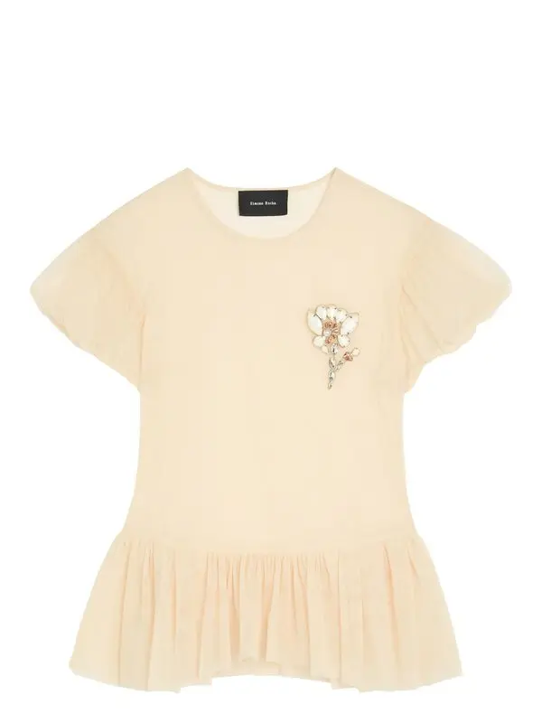 Simone Rocha Ballet Embellished Chiffon Blouse - Nude