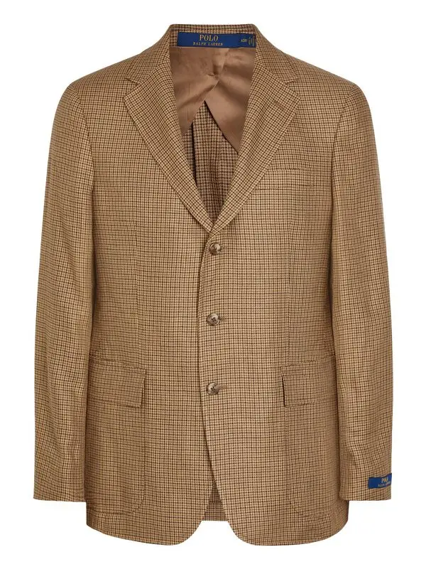 Polo Ralph Lauren Houndstooth Linen-blend Blazer - Camel