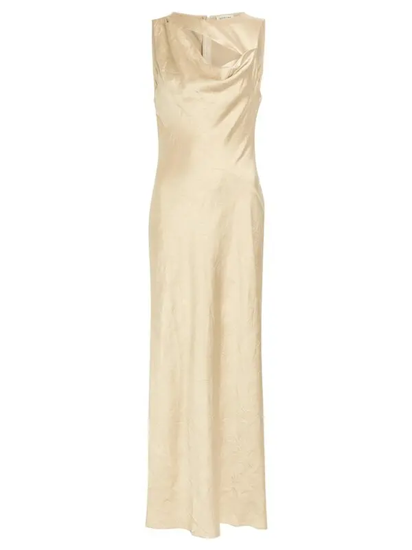 Shona Joy Crinkled Satin Maxi Dress - Beige