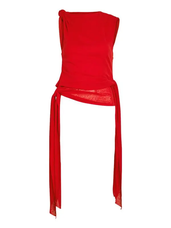 GANNI Cascading Mesh Top - Red