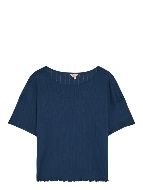 Eberjey Pointelle-knit T-shirt - Navy