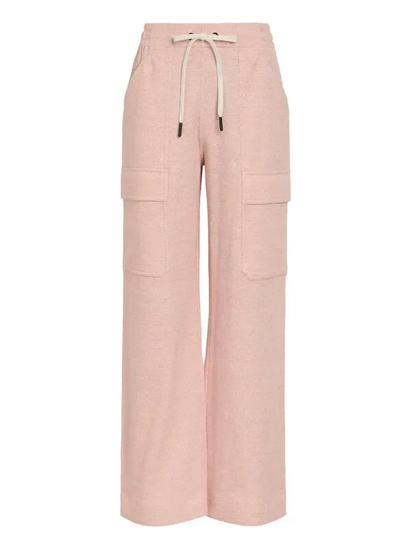 Moncler Logo-appliquéd Linen-blend Sweatpants - Light Pink