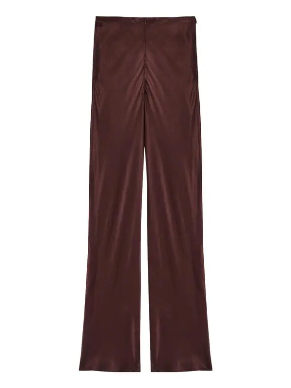 Shona Joy La Lune Flared Satin Trousers - Dark Brown