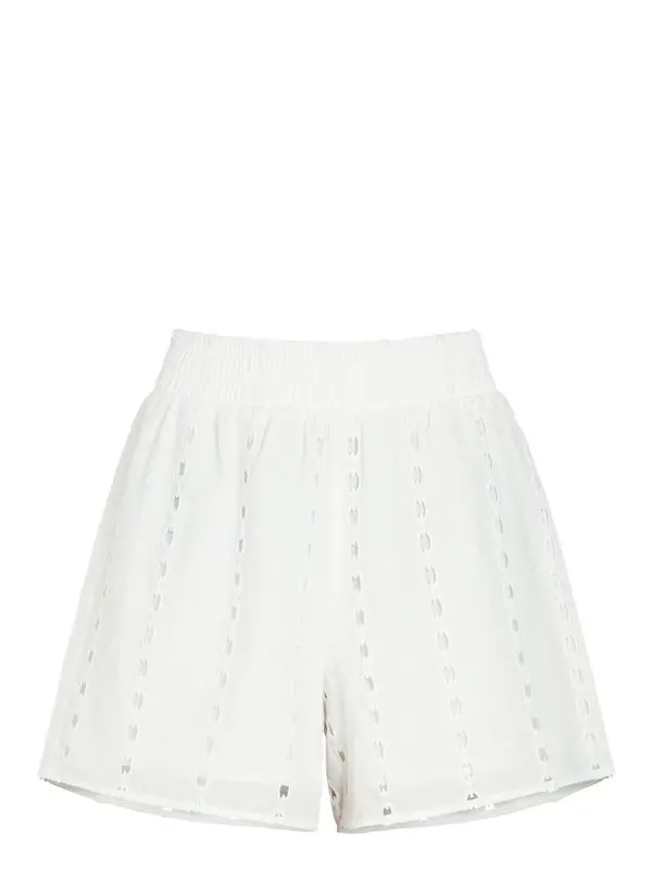 ANINE BING Kam Embroidered Cotton Shorts - White